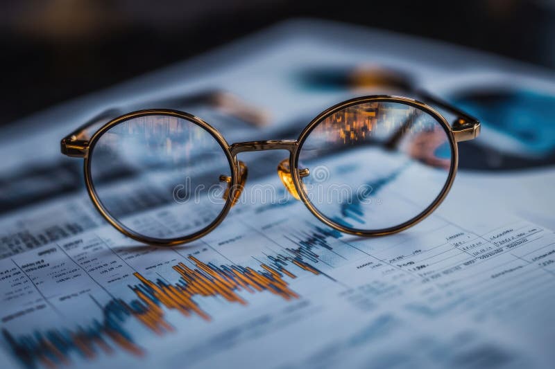 Eyeglasses Reflecting Financial Charts Lying on Business Documents ...