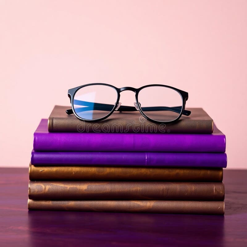 Eyeglasses Resting on a Stack of Books. a Study Setting, Perfect for ...