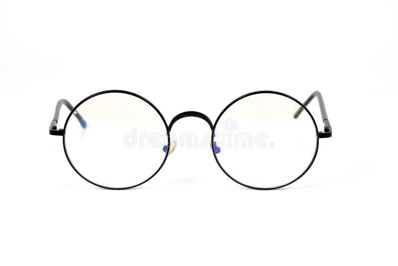 Eyeglasses in Round Frame on White Stock Image - Image of glasses, lens ...