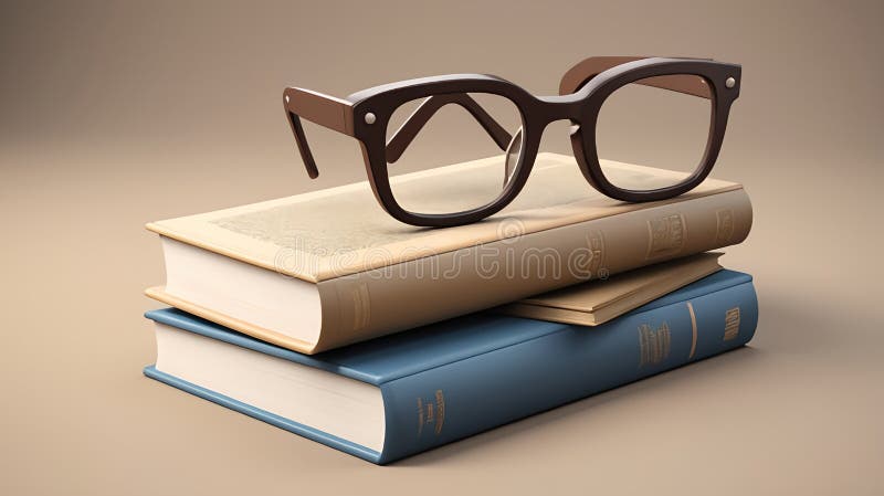 Eyeglasses on Stack of Books Stock Illustration - Illustration of story ...