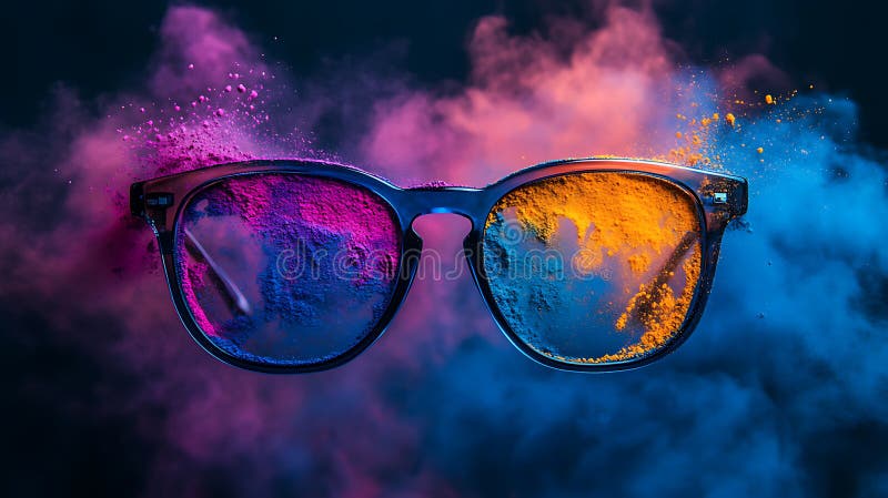 Artistic Eyeglasses Covered with Vibrant Powdered Pigments Showcasing ...