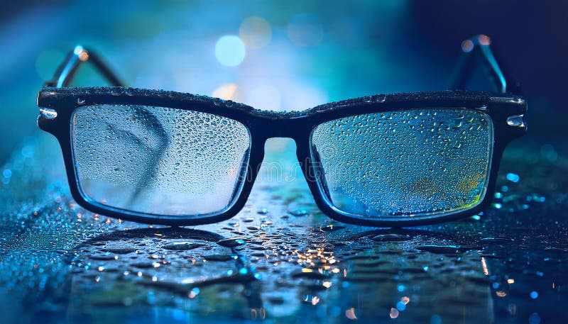 Eyeglasses with Water Drops, Raindrops. Rainy Night Stock Illustration ...