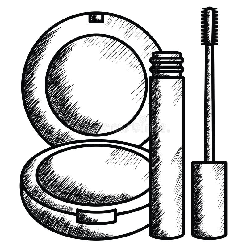 Eyelash and Blush Make Up Drawing Stock Vector - Illustration of ...