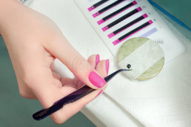 Eyelash Extension Making Process Stock Photo - Image of lashmaker ...