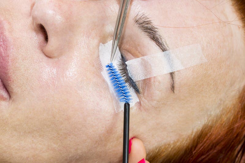 Eyelash extension process stock photo. Image of care - 76043402