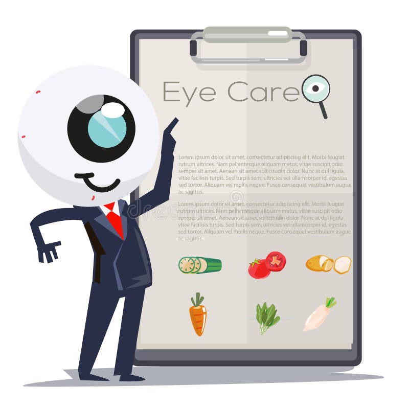 Eyeman Character Design Presenting Eye Care Information - Stock ...