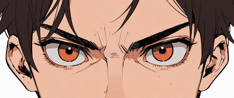 Eyes, Angry Look of a Man in Manga and Anime Style. Stock Photo - Image ...