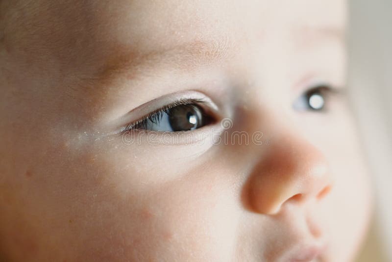 Eyes of a Baby with a Deep Look Stock Image - Image of infant ...