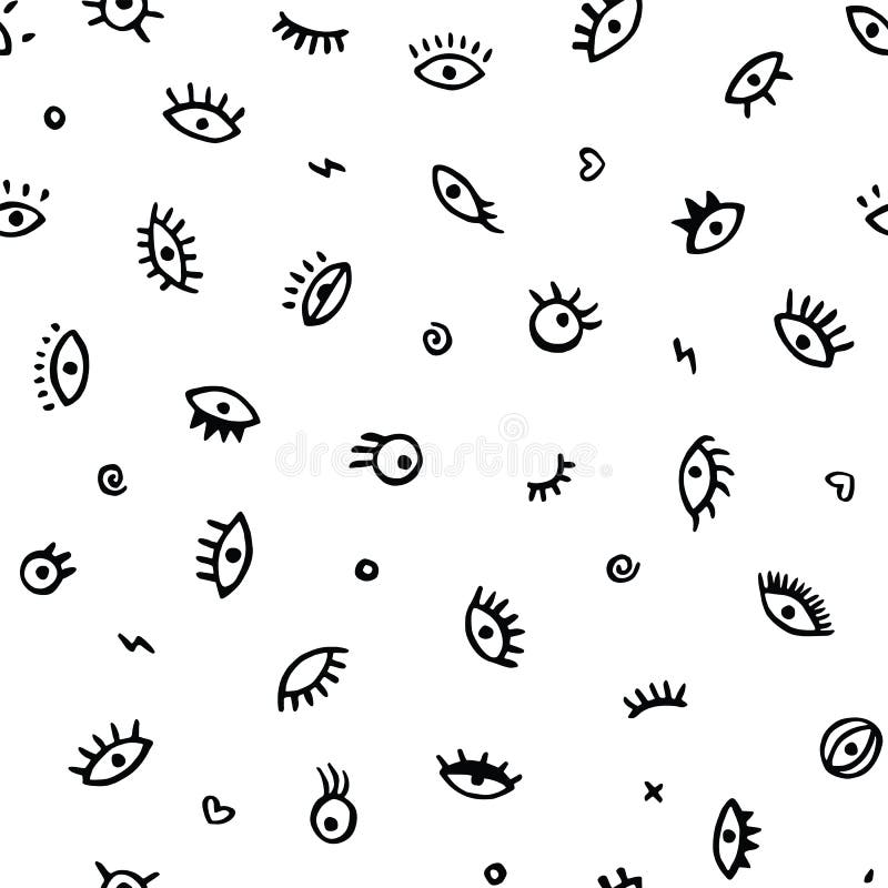 Hand Drawn Doodle Cartoon Eye Seamless Pattern Stock Vector ...