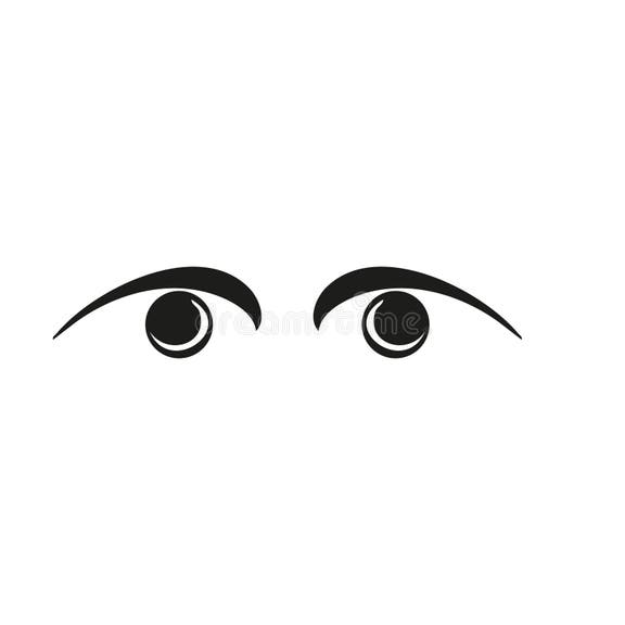 Eyes with Eyebrows Silhouette Illustration. Visual Perception and ...