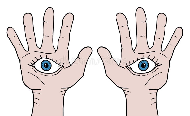Eyes in hands stock vector. Illustration of fantasy, creative - 73244331