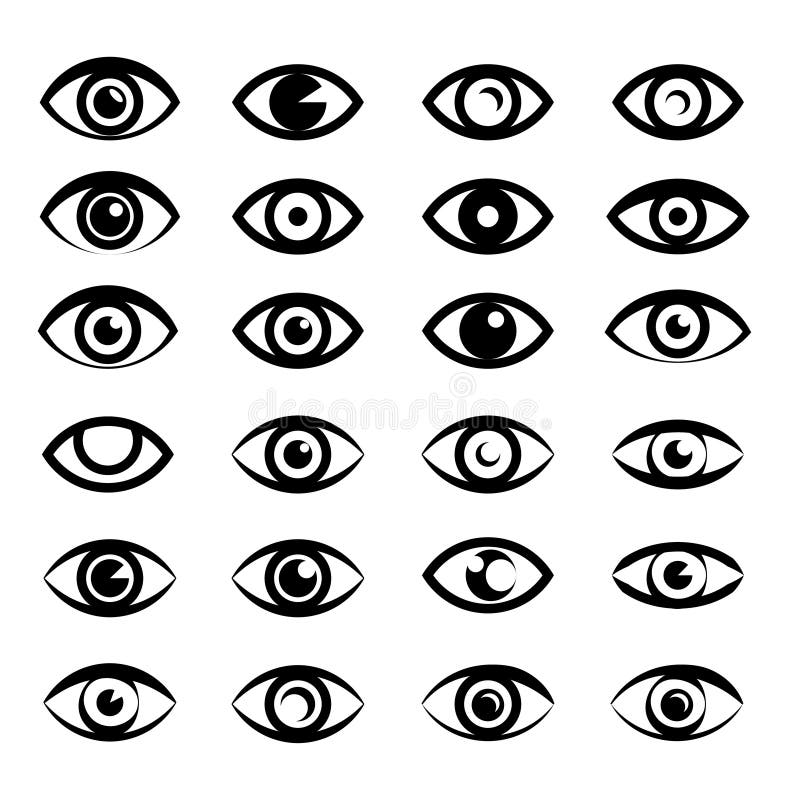 Eyes Icon Set Collection. Look and Vision Icons Stock Illustration ...