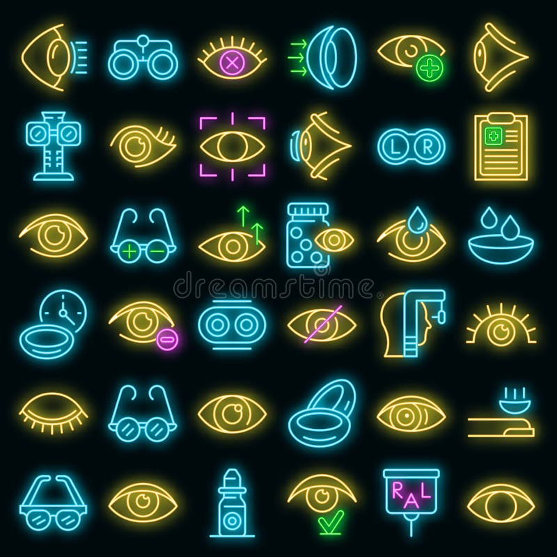 Eyes icons set vector neon stock vector. Illustration of watch - 225854466