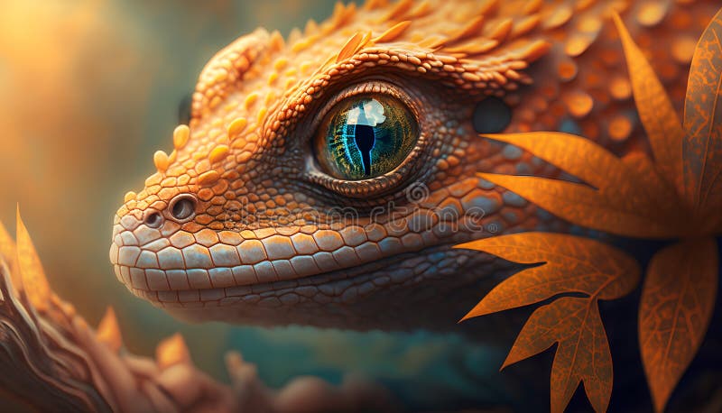 Eyes of a Lizard in the Nature. 3D Illustration Stock Illustration ...