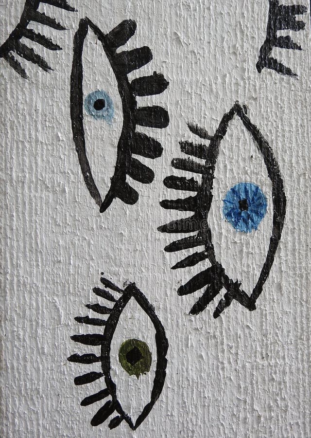 Eyes Painted on Wooden Wall, Lithuania Stock Illustration ...