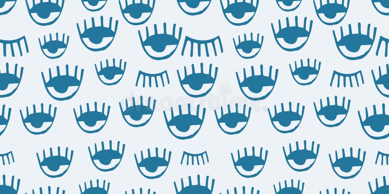 Eyes, Pattern with Blue Eyes and Eyelashes. Vector Pattern. Stock ...