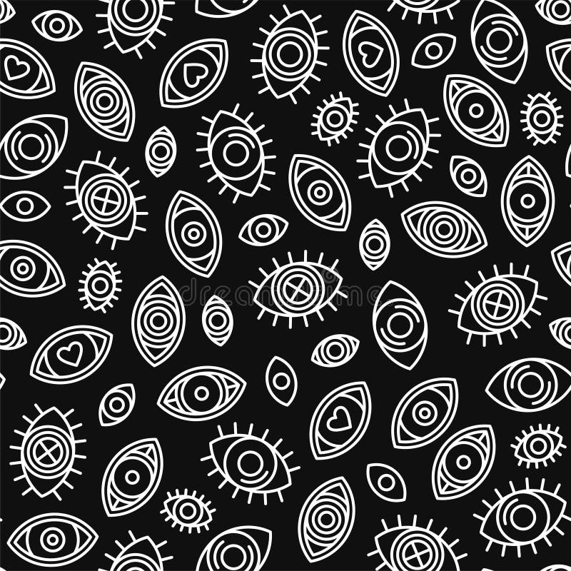 Eyes Seamless Pattern on Black Background. Vector Stock Vector ...