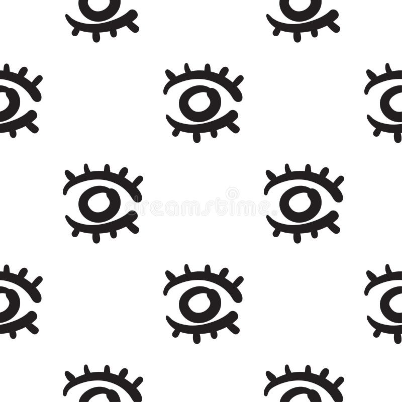 Eyes Seamless Pattern Vector Hand Drawn Stock Vector - Illustration of ...