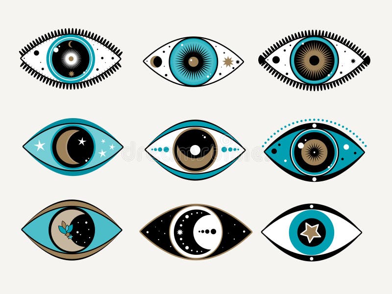 Spiritual Occult Eye Good Luck Charm Symbol. Bohemian Esoteric Amulet ...