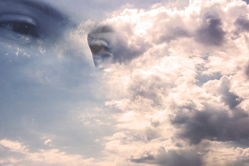Eyes In The Sky. White Clouds. Stock Photo - Image of eyes, brunet ...