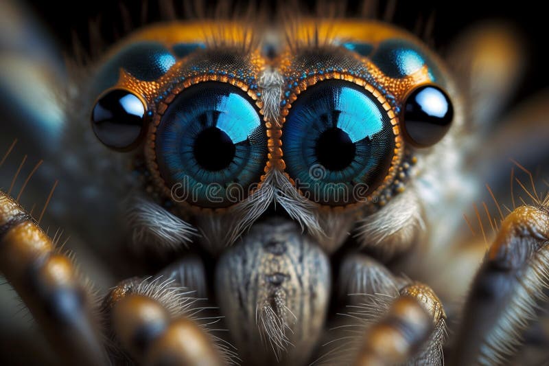 Eyes of Spider Close Up Macro Shot Stock Illustration - Illustration of ...