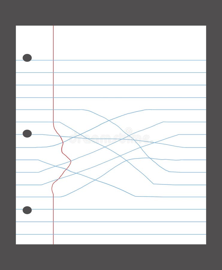 A Sheet Of School Notebook In A Ruler With A Slanting Line. School ...