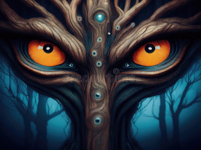 The eyes of the trees stock illustration. Illustration of cosmic ...