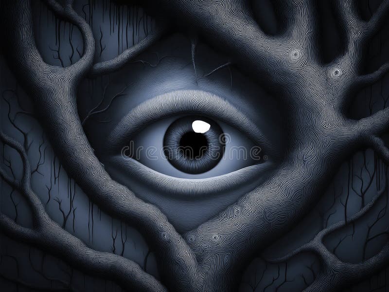 The eyes of the trees stock illustration. Illustration of surrealism ...
