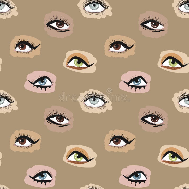 Makeup. Seamless Pattern. Makeup Kit. Lipstick, Eye Shadow, Blush, Lip ...