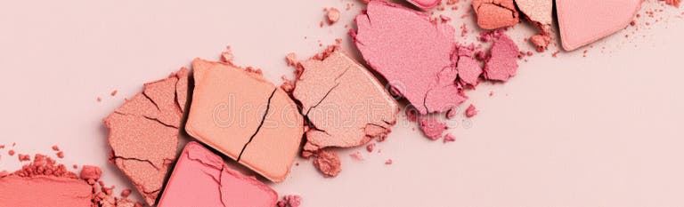 Eyeshadow and Blush Cosmetics Textures Spread on Surface, Background ...
