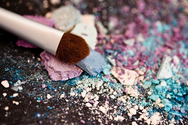 Eyeshadow Make-up Powder and Brush, Shallow Dof Stock Photo - Image of ...
