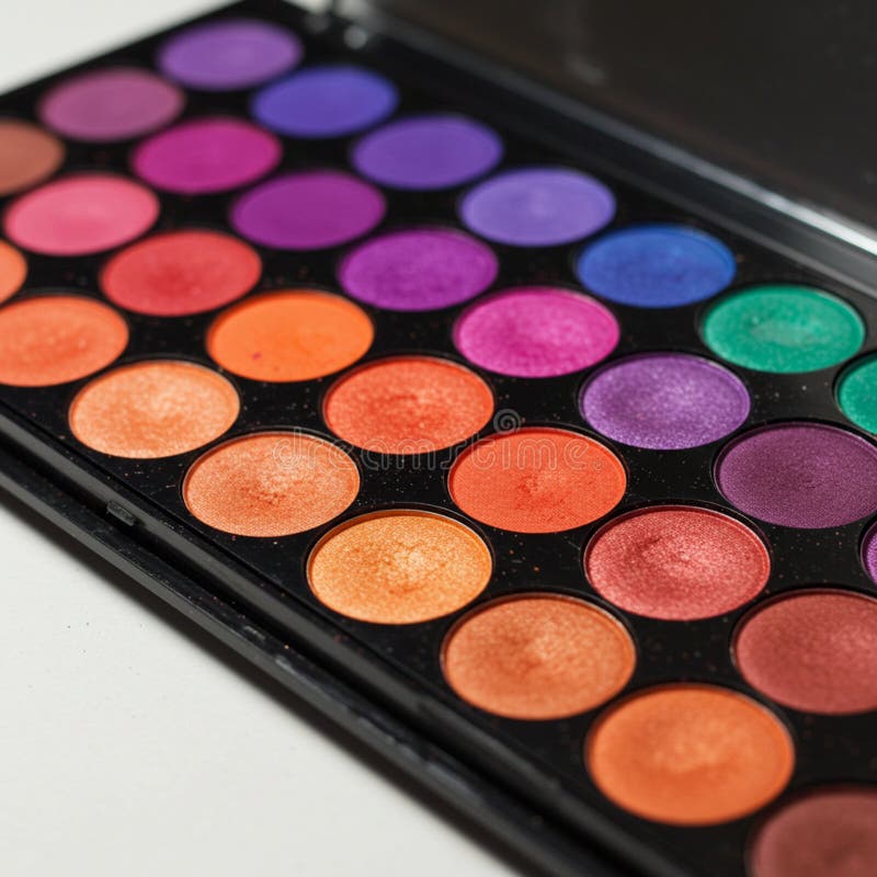 An Eyeshadow Palette Featuring a Grid of Round Pans Filled with Various ...