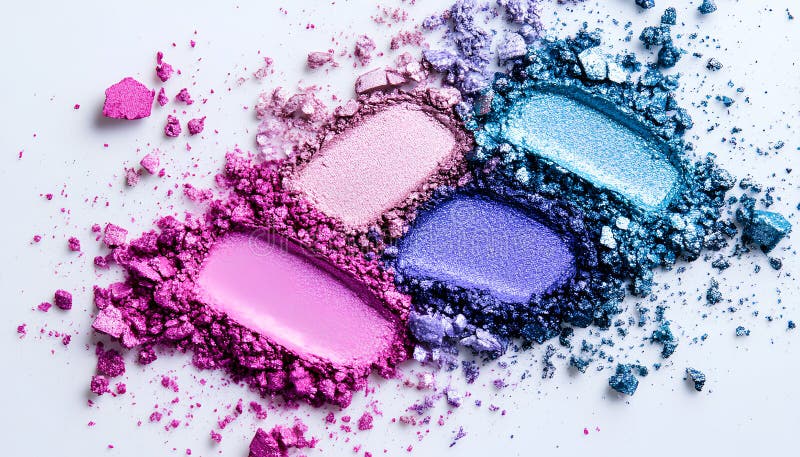 Eyeshadow Palette in Fresh Pink, Violet and Blue Colour on Pile of ...