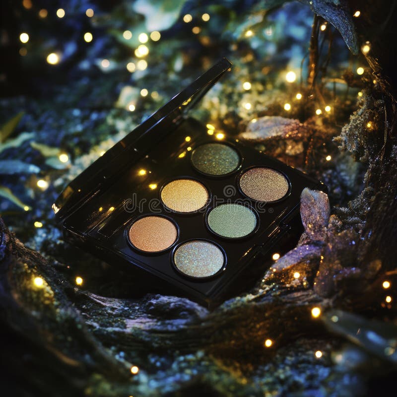 Eyeshadow Palettes Combined with Glowing Fireflies, Symbolizing Whimsy ...
