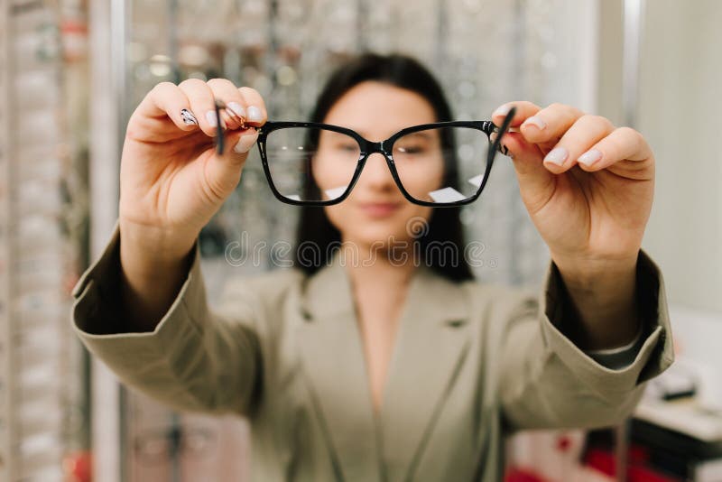 Eyesight Correction. Stand of Eyeglasses with Different Frames in the Optical Store Stock Photo ...