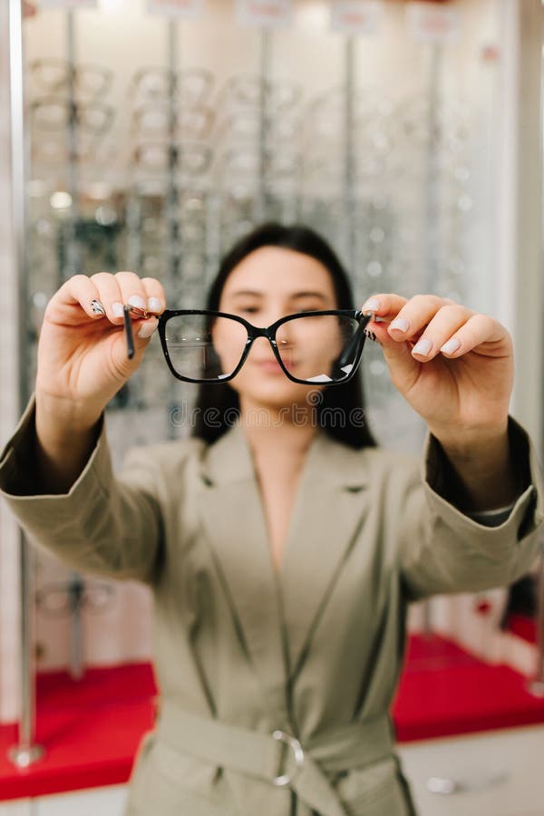 Eyesight Correction. Stand of Eyeglasses with Different Frames in the Optical Store Stock Image ...