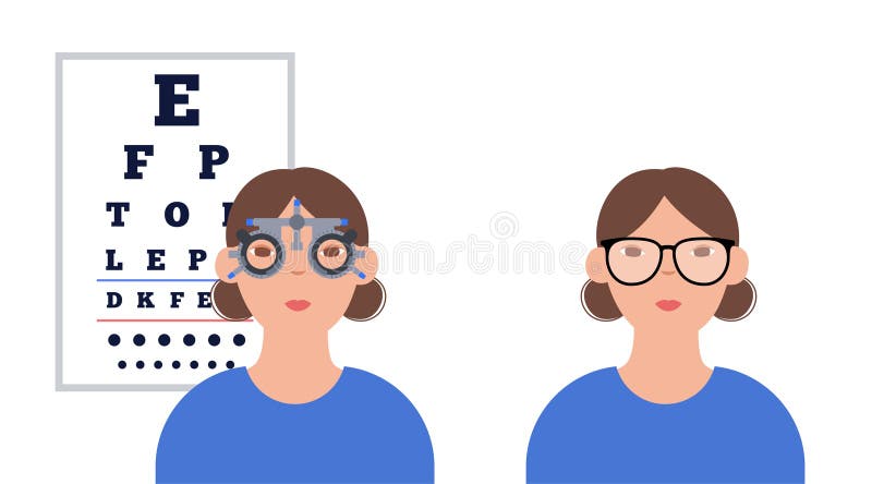 Eyesight Examination with Ophthalmic Trial Frame Stock Vector ...