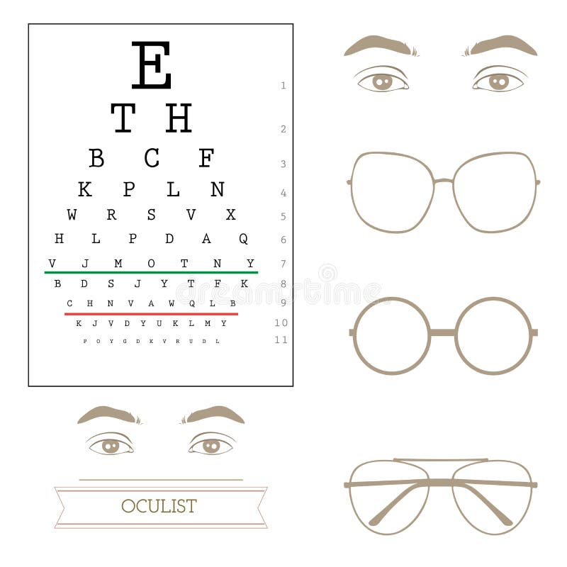 Eyesight test chart stock vector. Illustration of glasses - 32659629