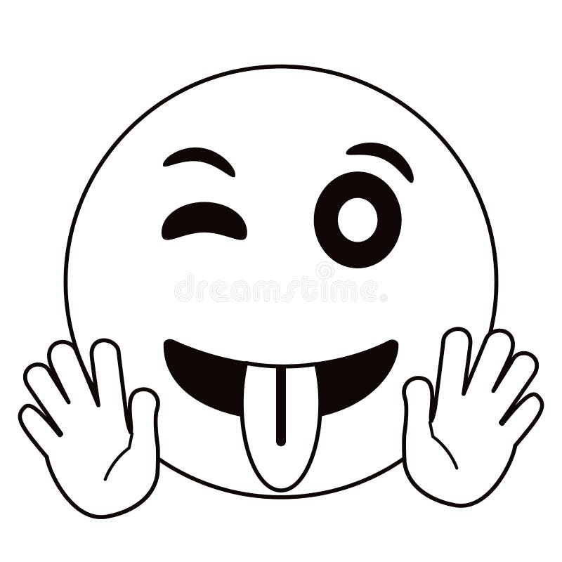 Eyewink and Tongue Emoticon Style Thin Line Stock Vector - Illustration ... Eyewink and Tongue Emoticon Style Thin Line Stock Vector - Illustration ...