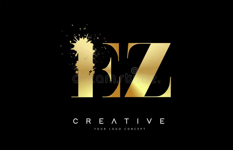 EZ E Z Letter Logo with Gold Melted Metal Splash Vector Design Stock ...