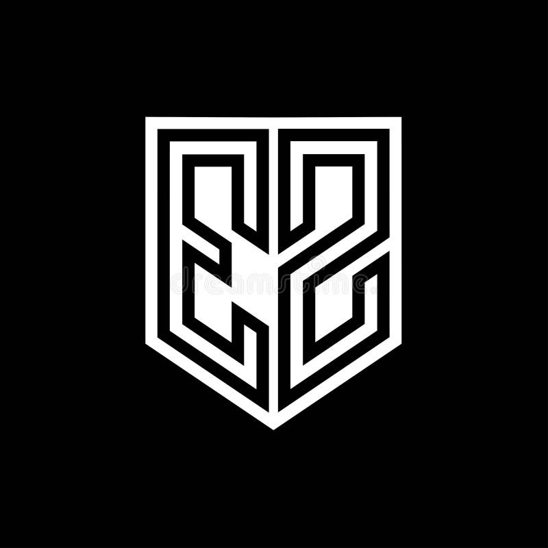 EZ Logo Monogram Shield Geometric Black Line Inside White Shield Color ...