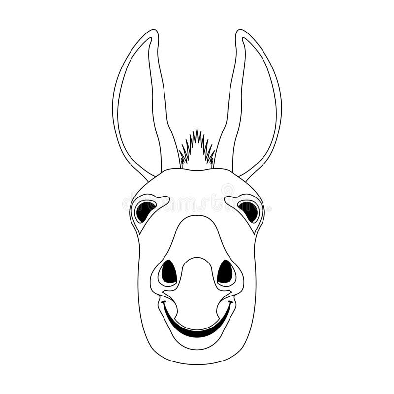 Vector Vlakke Stijl Van Het Ezels De Hoofdgezicht Vector Illustratie ...