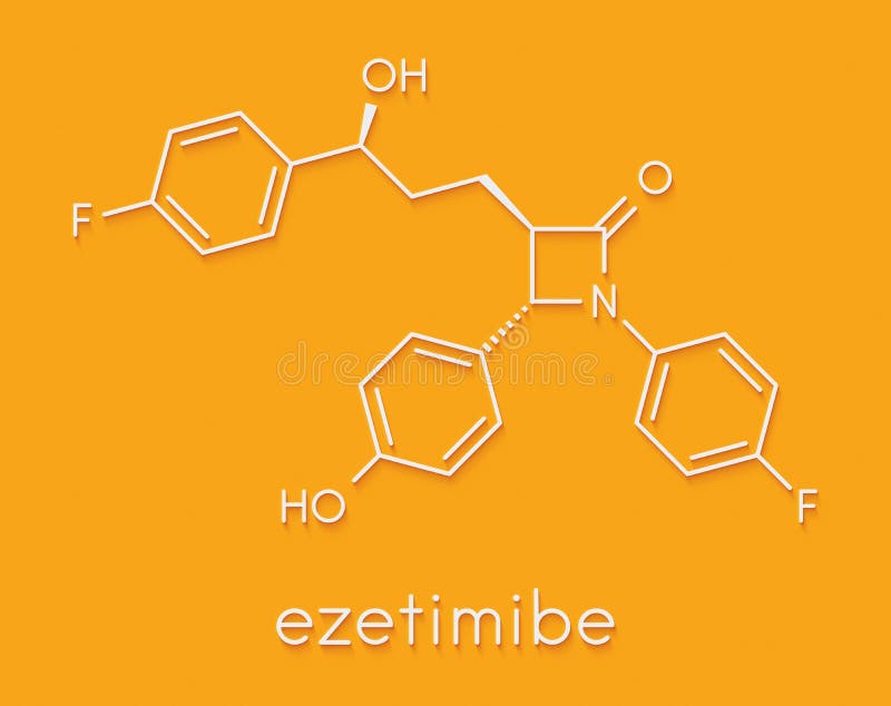 Ezetimibe Cholesterol-lowering Drug Molecule. Skeletal Formula. Stock ...