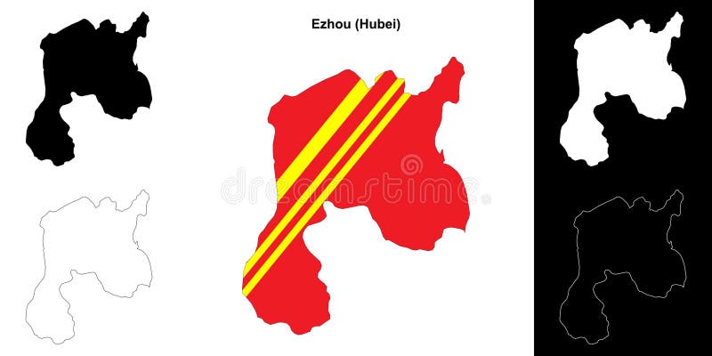 Ezhou outline map stock vector. Illustration of shape - 334844199