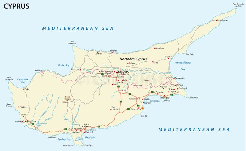 Ön Av Cypern Delas in I Det Grekiska Och Turkiska Territoriet Vektor ...