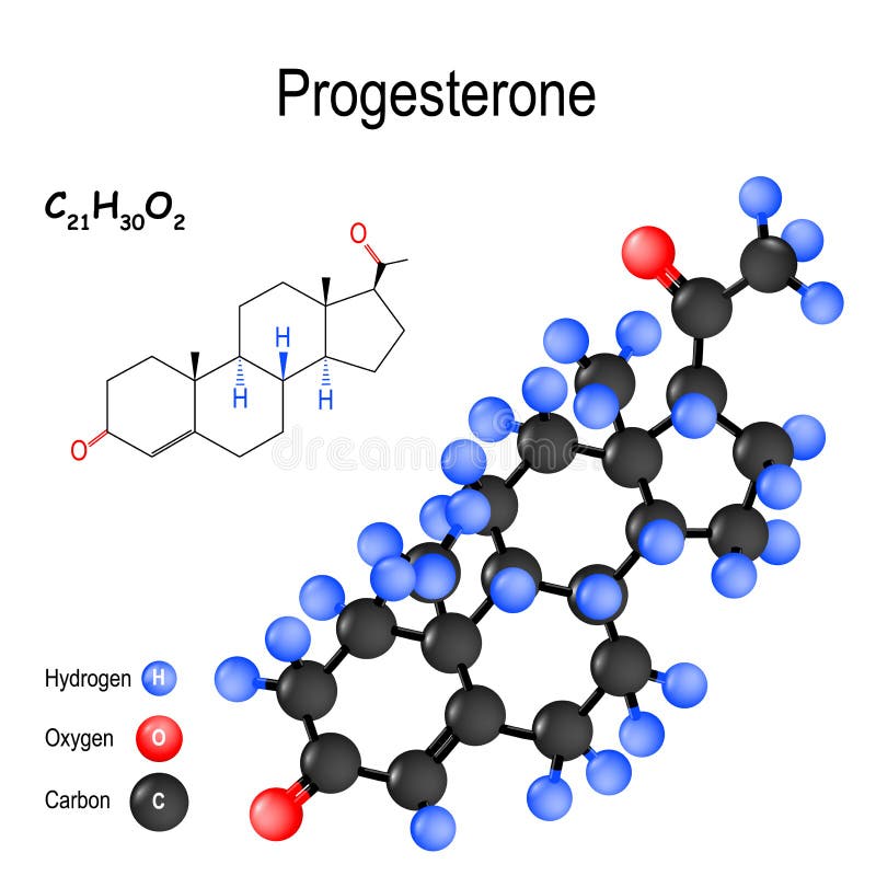 Fórmula Química E Modelo Da Progesterona Ilustração do Vetor ...