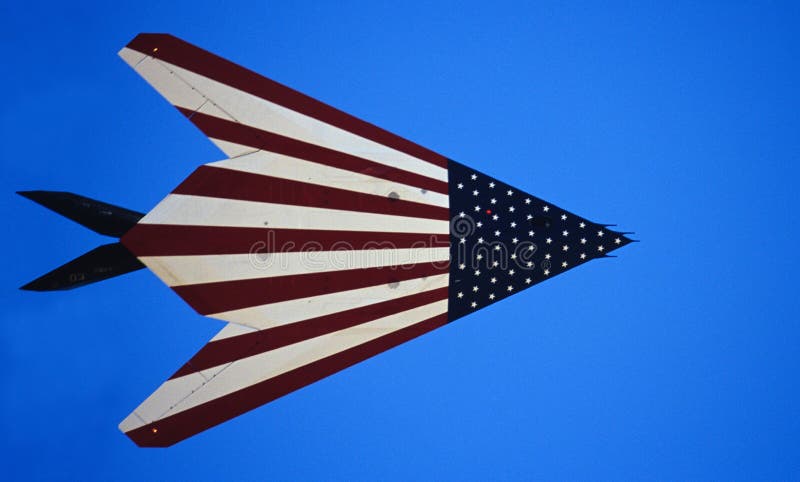 F-117A Stealth with American Flag Stock Photo - Image of airshow ...