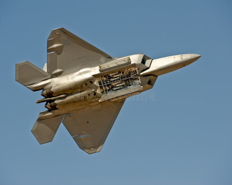 F-22 Raptor Aircraft in Flight Stock Photo - Image of doors, flight ...