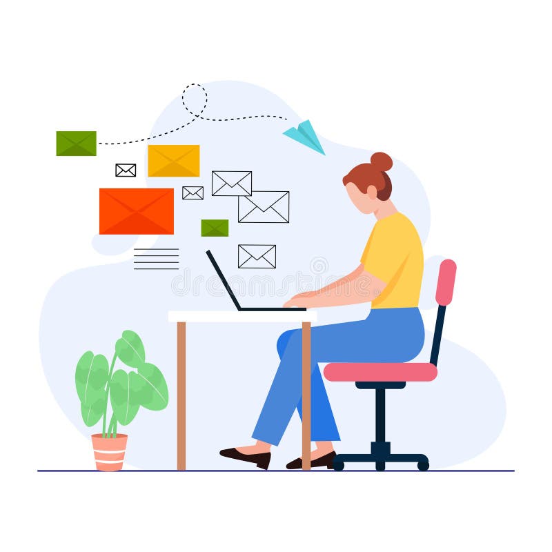 Businesswoman is Sitting at the Desk and Working on the Laptop, Check ...