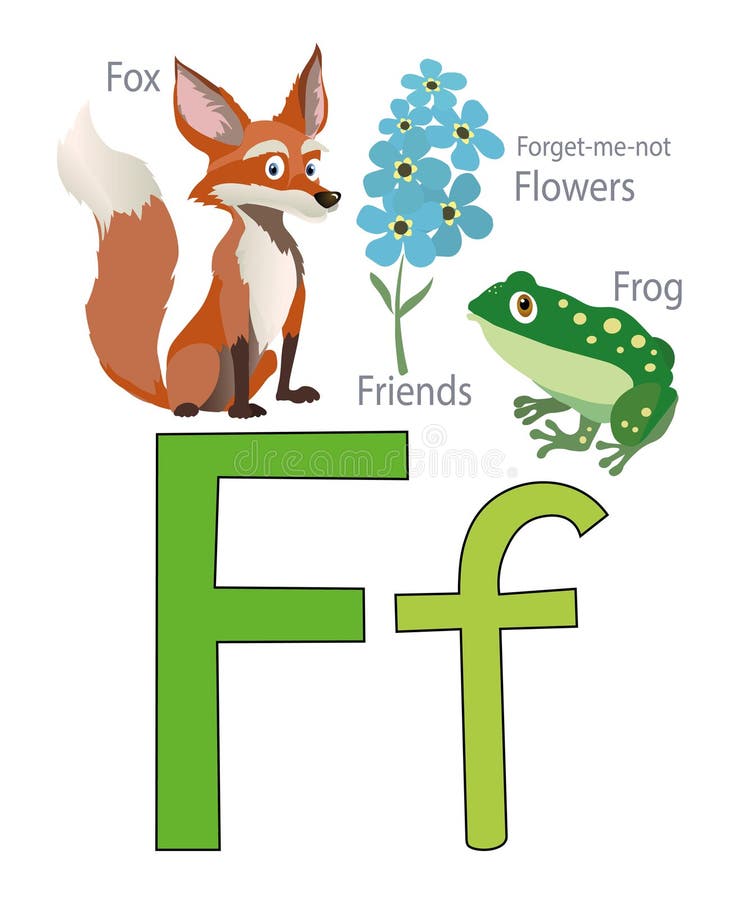 F for Words with Pictures stock illustration. Illustration of alphabet ...